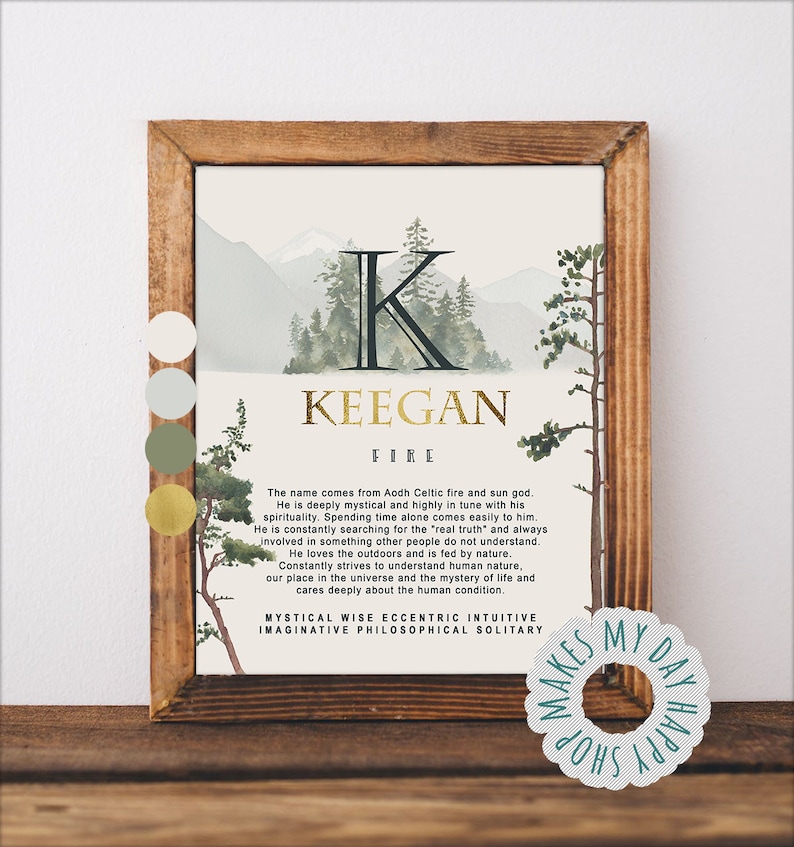 Keegan Personalized Name Meaning,custom First Name Printable Wall Art ...