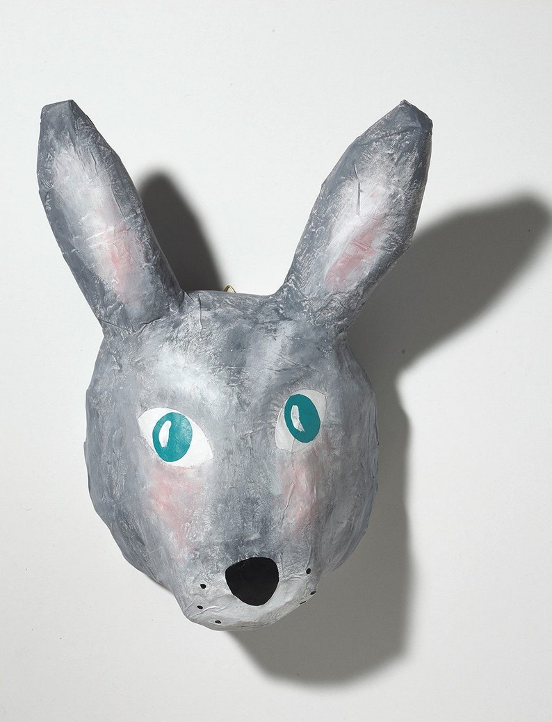 Paper mache bunny head Nico. Sweet wall decor for a nursery | Etsy