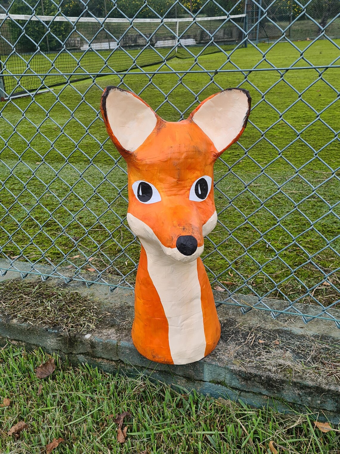 Paper-mache Fox Head Totem, Big Franklin. Large Paper Sculpture ...