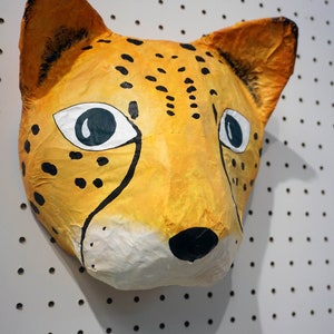 Paper Mache Cheetah Head, Tina. Savanna Creature, Colorful Wall Decor ...