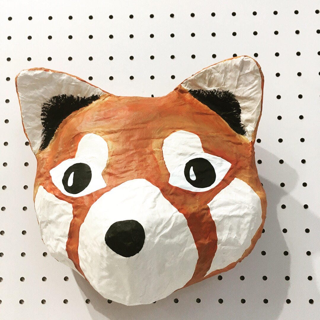 Paper Mache Red Panda Head Bernardo. Sweet Wall Decor. - Etsy