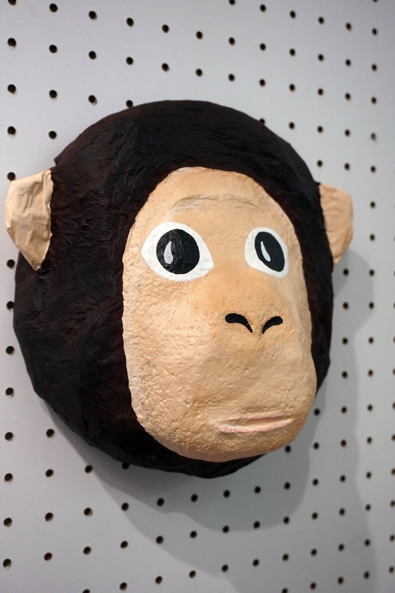 Paper Mache Monkey Head Lola. Jungle Creature Sweet Wall - Etsy