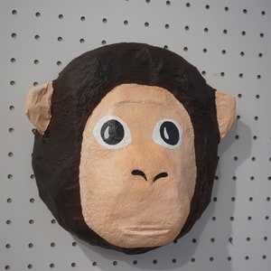 Paper Mache Monkey Head Lola. Jungle Creature Sweet Wall | Etsy