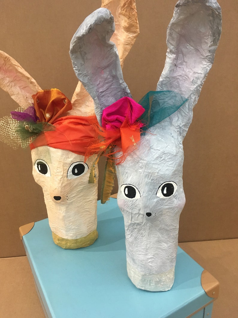 Paper Mache Bunny Figurine. - Etsy