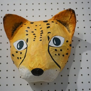 Paper Mache Cheetah Head, Tina. Savanna Creature, Colorful Wall Decor ...