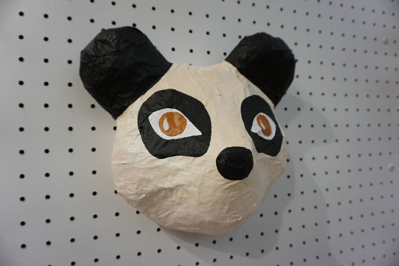 Papieren mache panda hoofd Pascoal. Leuke wanddecoratie voor | Etsy