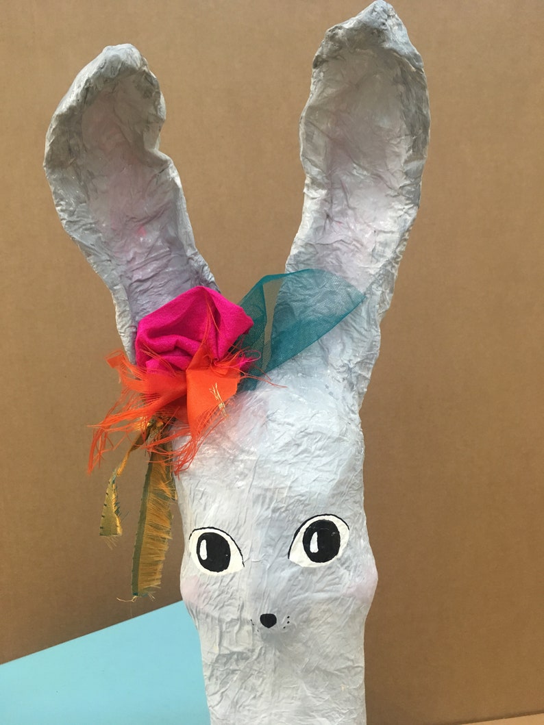 Paper Mache Bunny Figurine. - Etsy