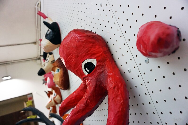 Paper Mache Red Octopus Head Alfredo. Fun Wall Decor. | Etsy