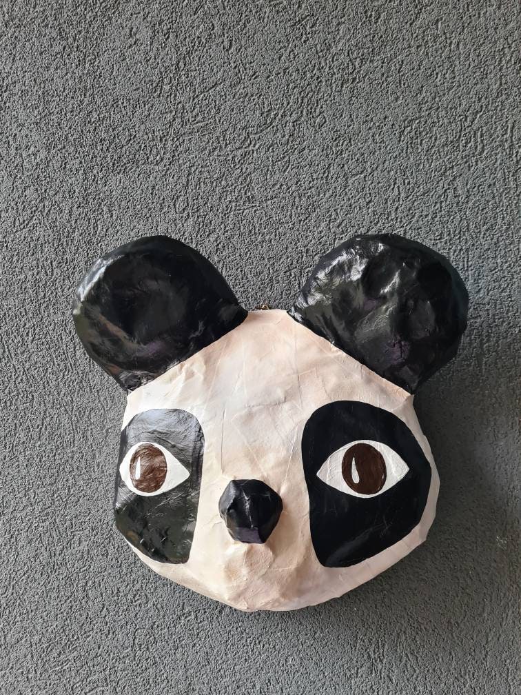 Paper Mache Panda Head Pascoal. Fun Wall Decor for a Nursery | Etsy