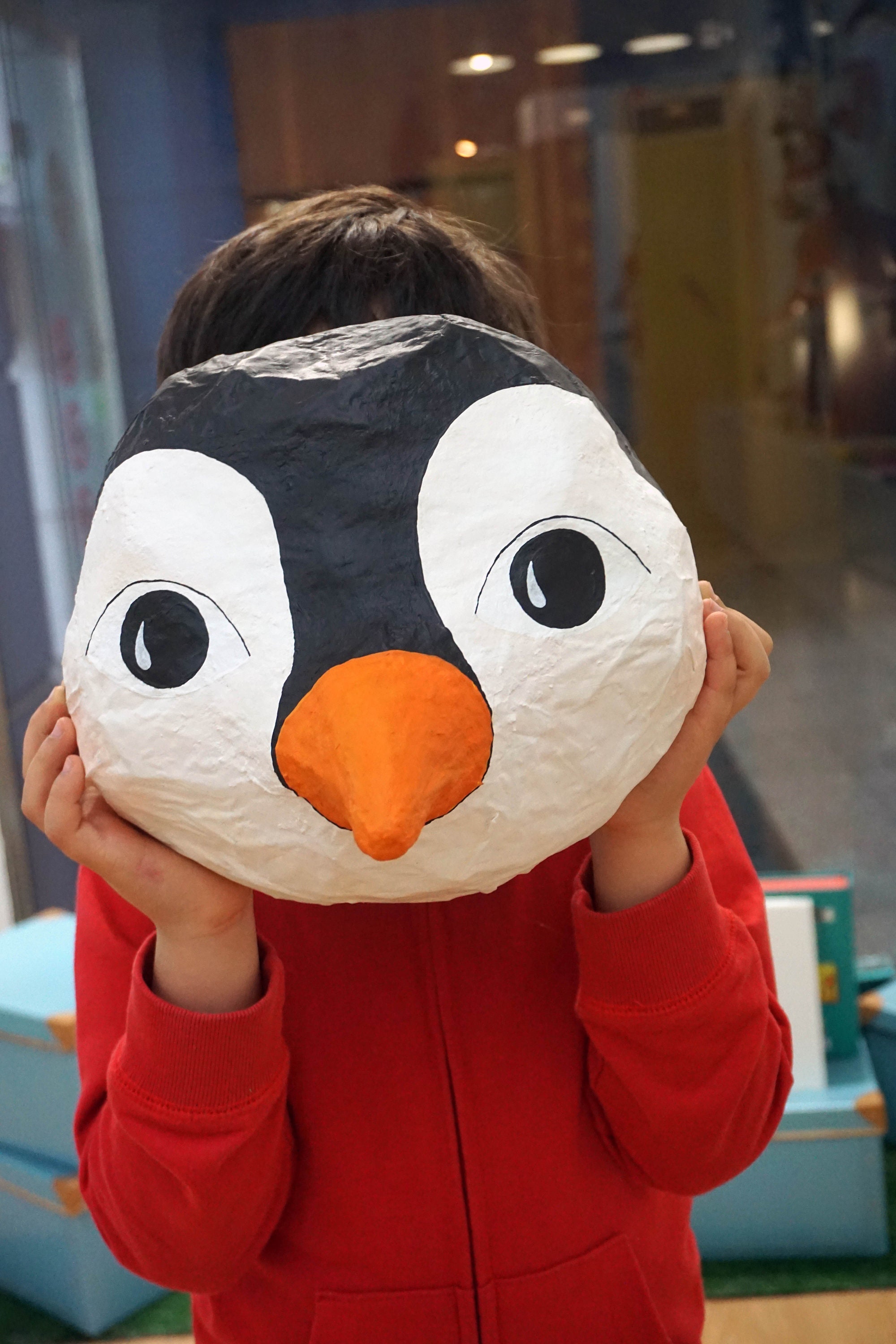 Paper mache Penguin Head Paco. Sweet Bird black and white. | Etsy