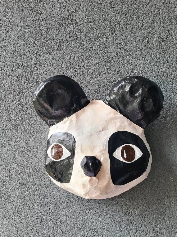 Paper Mache Panda Head Pascoal. Fun Wall Decor for a Nursery | Etsy