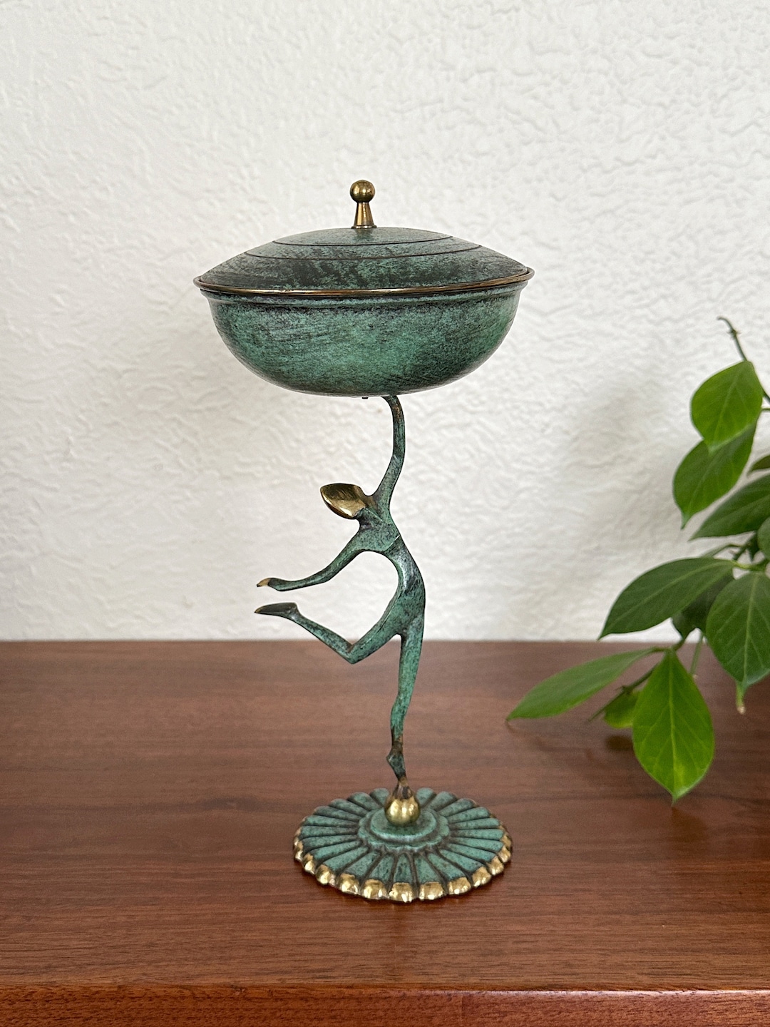 Vintage Pal-bell Dancer Statue With Lidded Bowl Brass Maurice Ascalon ...