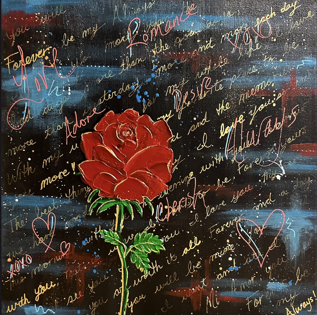 Acrylic Painting "love Letter, Original Art Gift, Valentine's Day, Gift ...