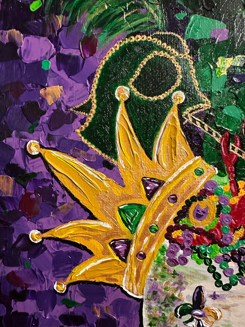 Original Painting "king Cajun Mardi Gras", Holiday Wall Decor, Cajun ...