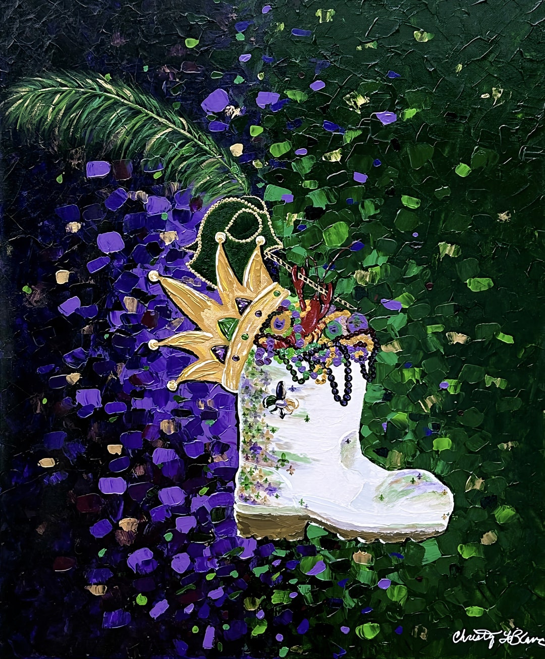 Original Painting "king Cajun Mardi Gras", Holiday Wall Decor, Cajun ...