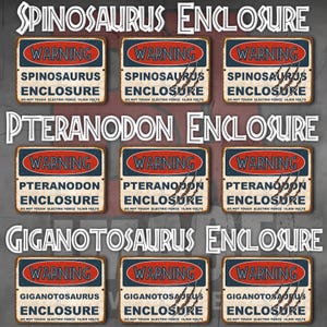 Dinosaur Enclosure Metal Warning – T-rex & Raptor Room Decor, Wall Art ...