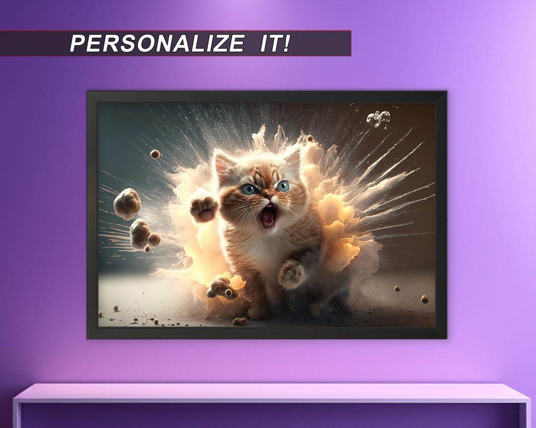 Crazy Exploding Cat Poster High-quality Print Multiple Sizes Optional ...
