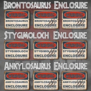 Dinosaur Enclosure Metal Warning – T-rex & Raptor Room Decor, Wall Art ...