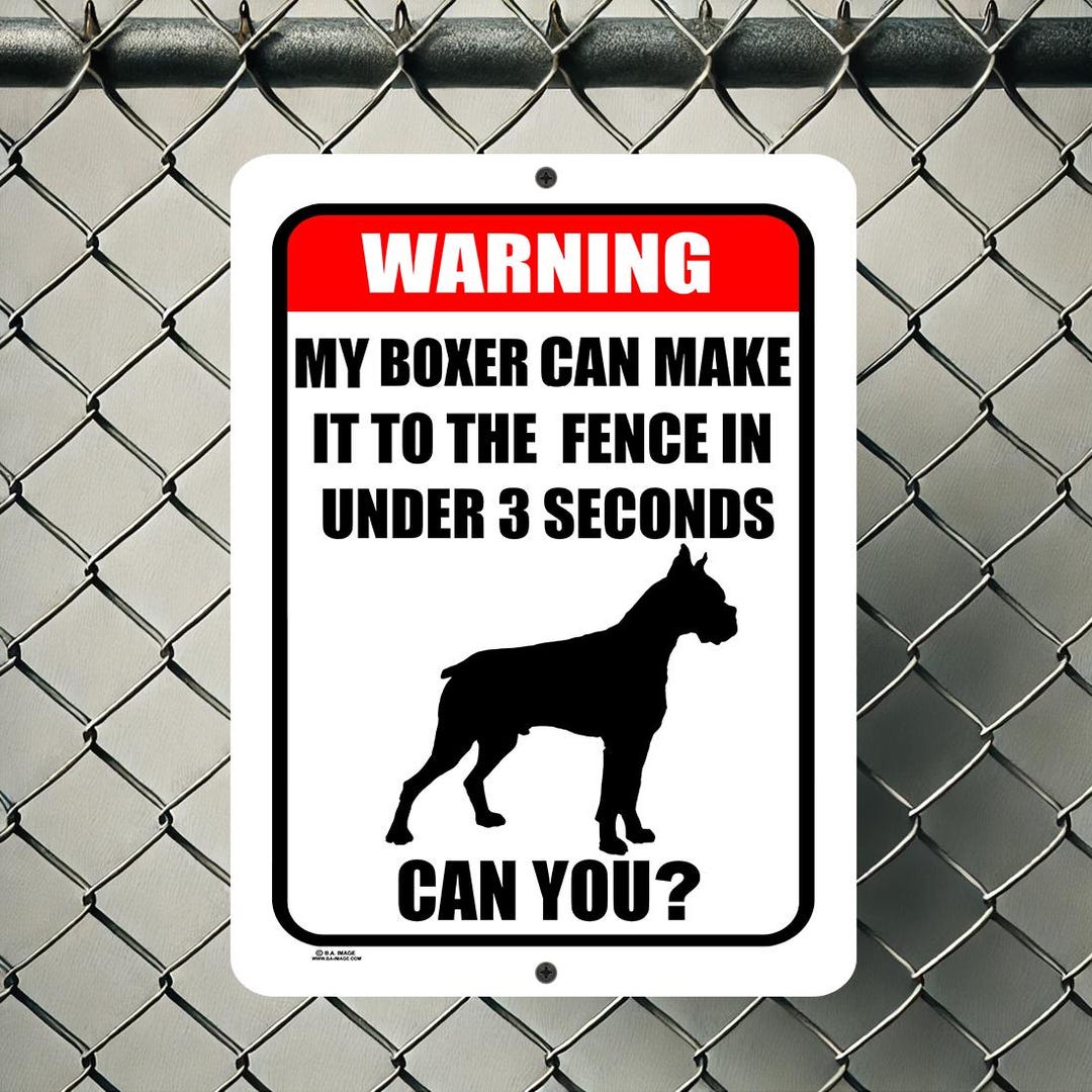 Funny Boxer Warning Sign: Guard Dog Security, Metal Yard Art - Etsy
