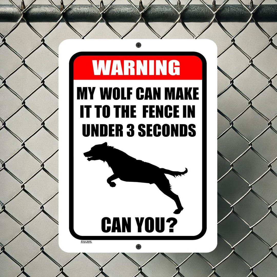 Warning Wolf Hybrid Sign: Funny No Trespassing Metal Sign - Etsy