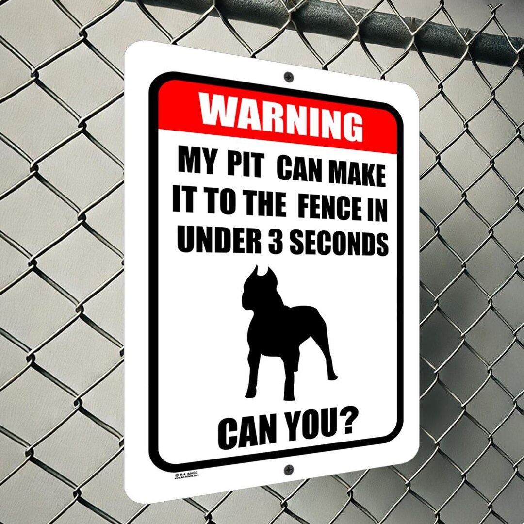 WARNING Pit Bull Fence Sign – Funny No Trespassing Guard Dog Sign ...