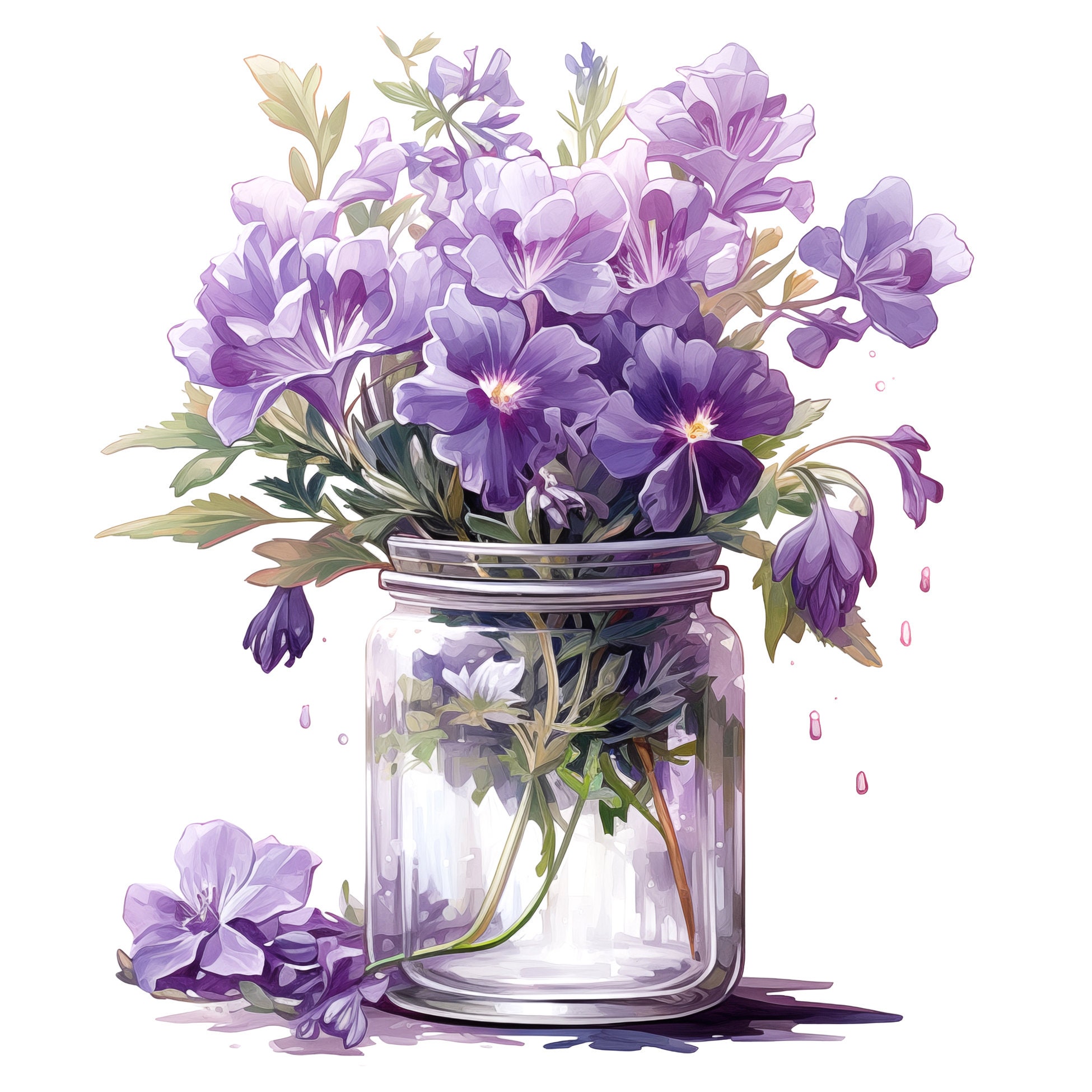 Watercolor Purple Flowers Clipart Bundle, 12 High Quality Printable ...