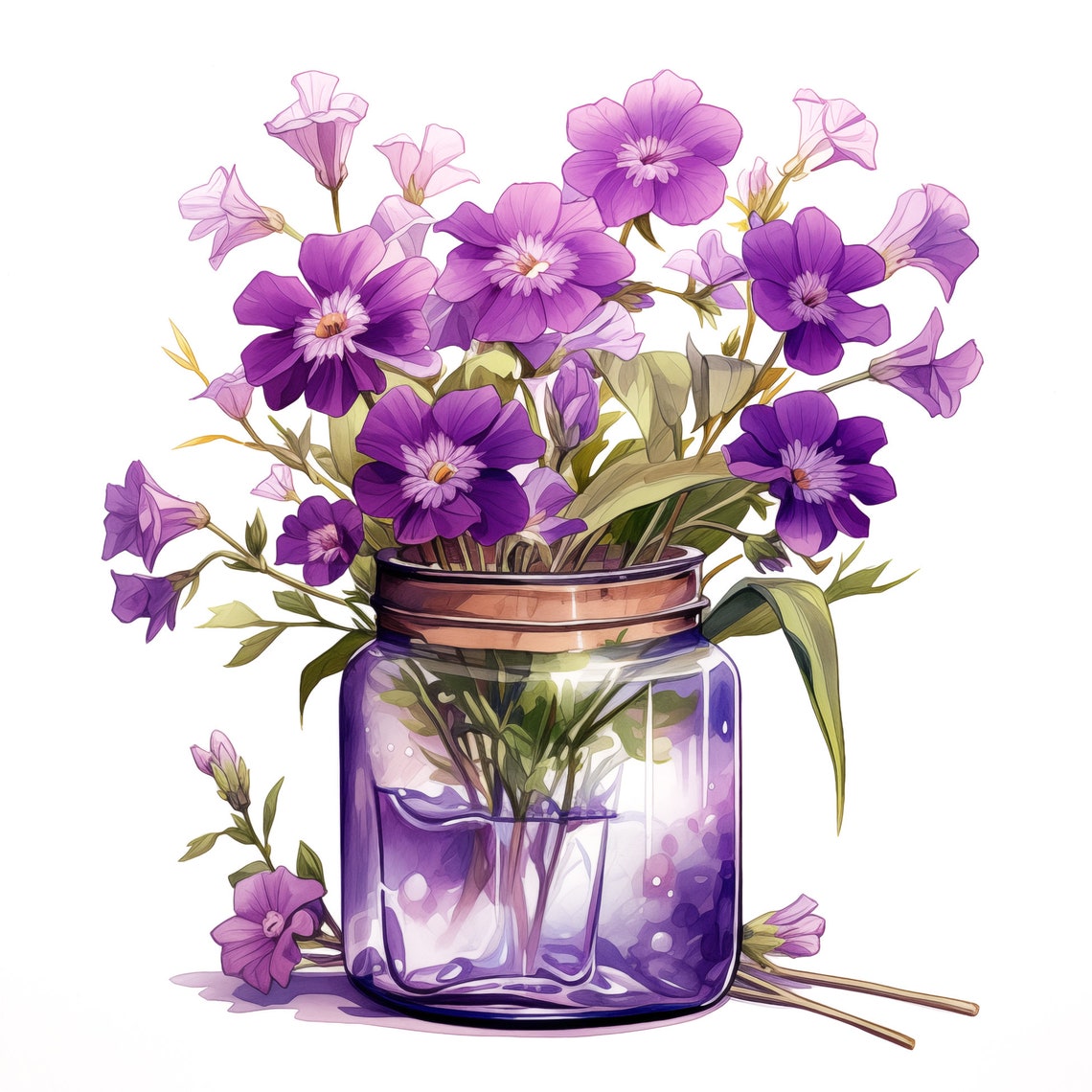 Watercolor Purple Flowers Clipart Bundle, 12 High Quality Printable ...