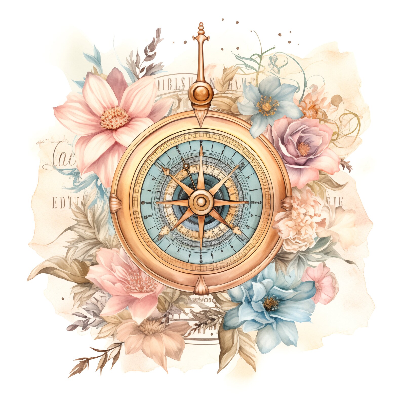 Vintage Compass Clipart Bundle, 10 High Quality Printable Jpgs ...