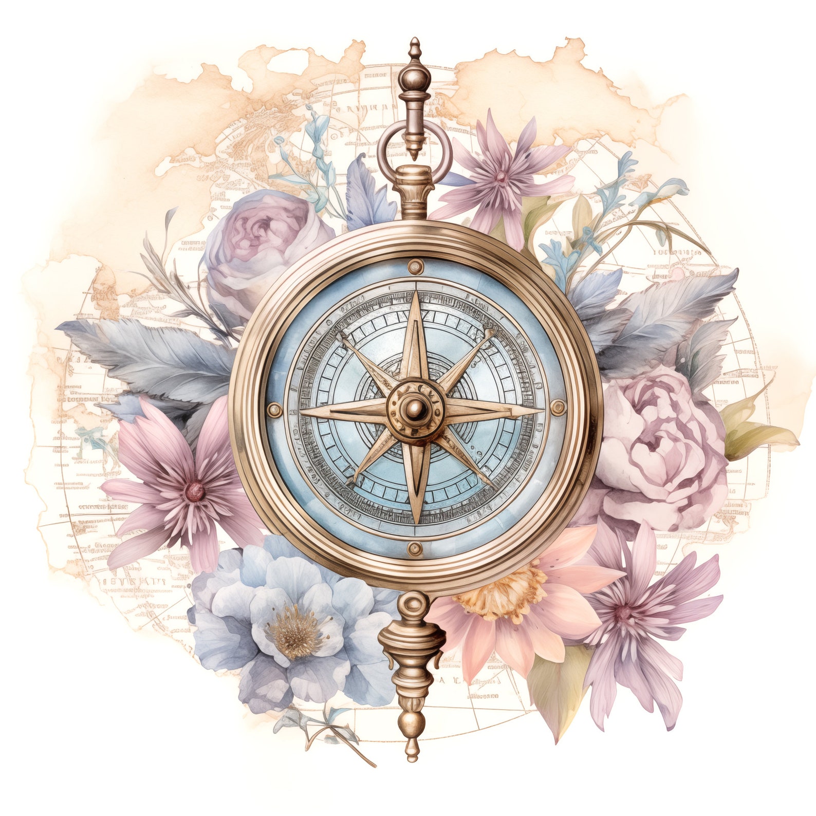 Vintage Compass Clipart Bundle, 10 High Quality Printable Jpgs ...