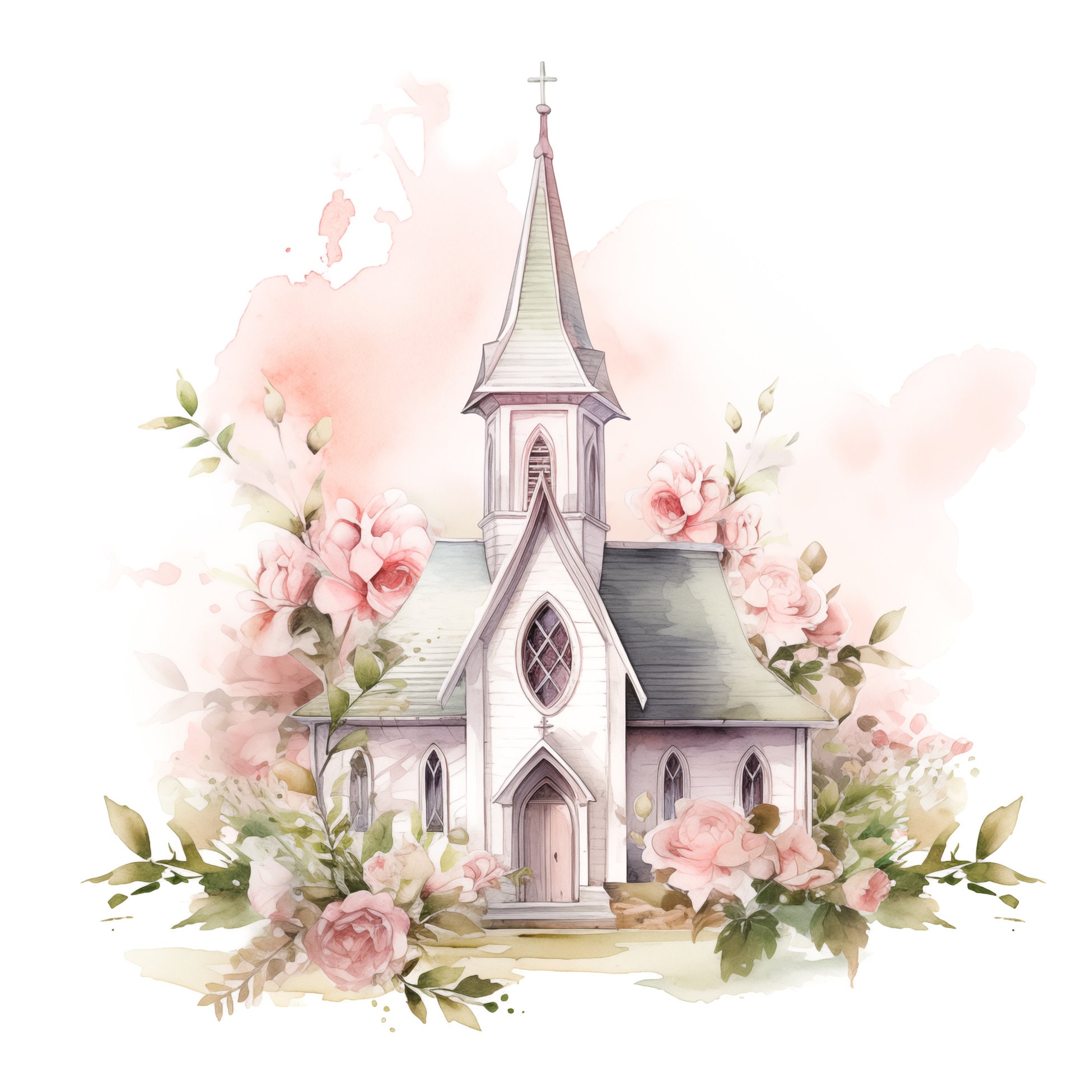 Watercolor Church Clipart Bundle 10 High Quality Printable S