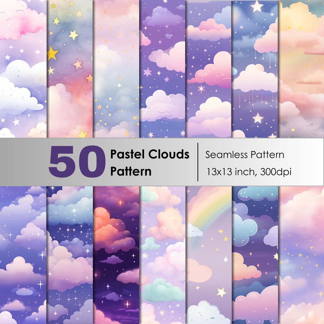 Pastel Cloud Pattern | Cute Cloud Digital Paper | Instant Download - Etsy