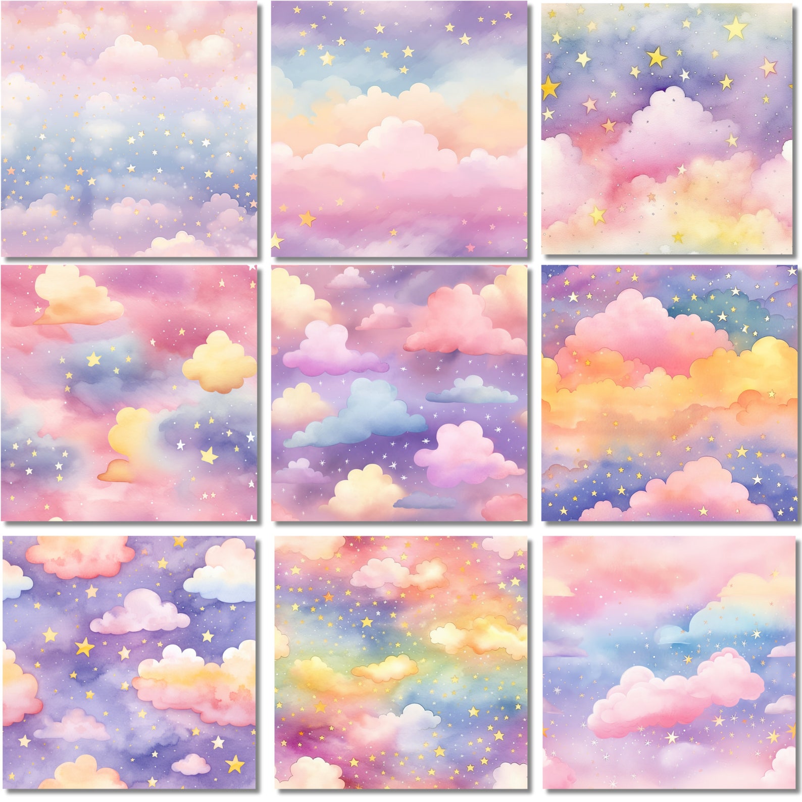 Pastel Cloud Pattern | Cute Cloud Digital Paper | Instant Download - Etsy