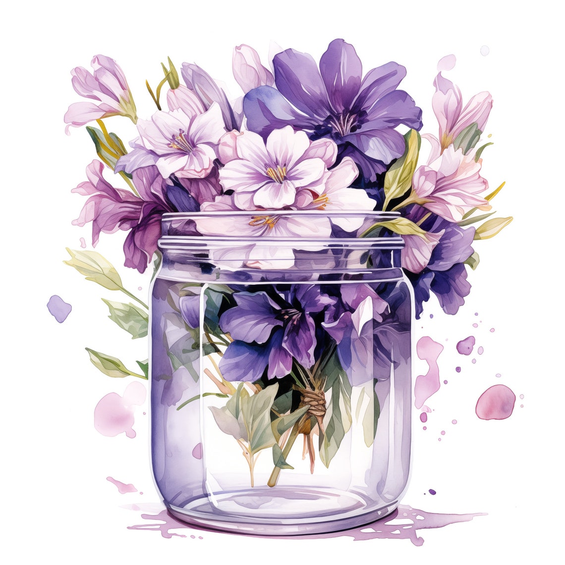 Watercolor Purple Flowers Clipart Bundle, 12 High Quality Printable ...