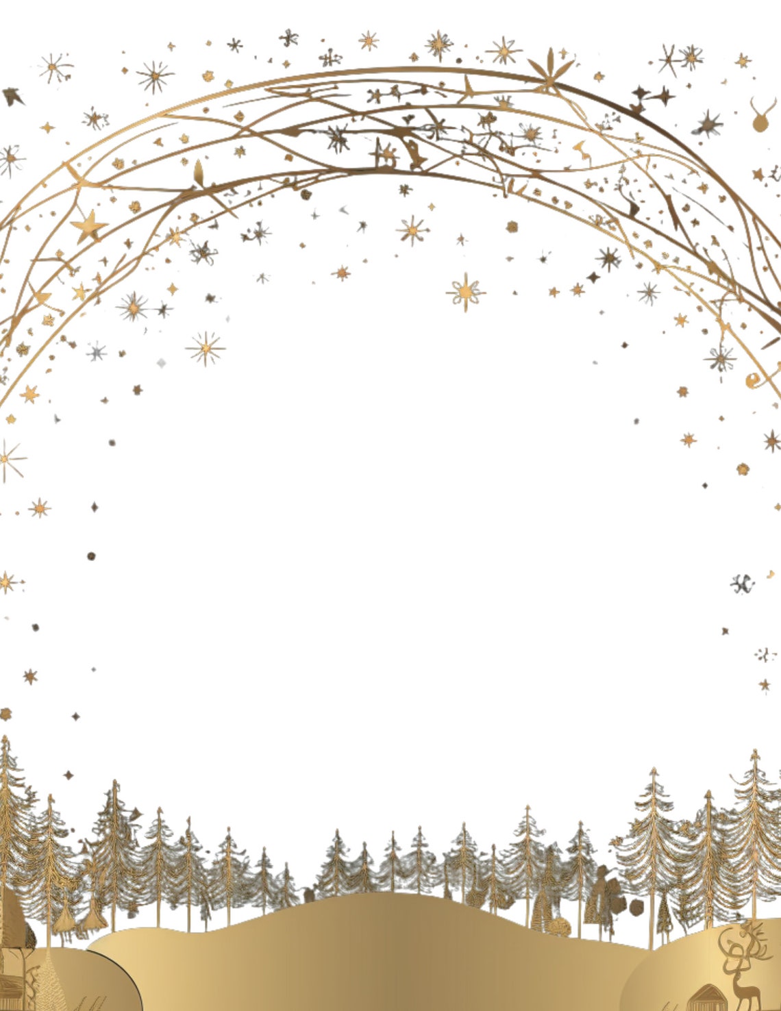 Whimsical Gold Christmas Printable Paper Border Design - Lot of 5 - Etsy