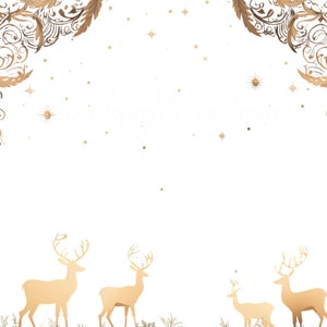 Whimsical Gold Christmas Printable Paper Border Design - Lot of 5 - Etsy