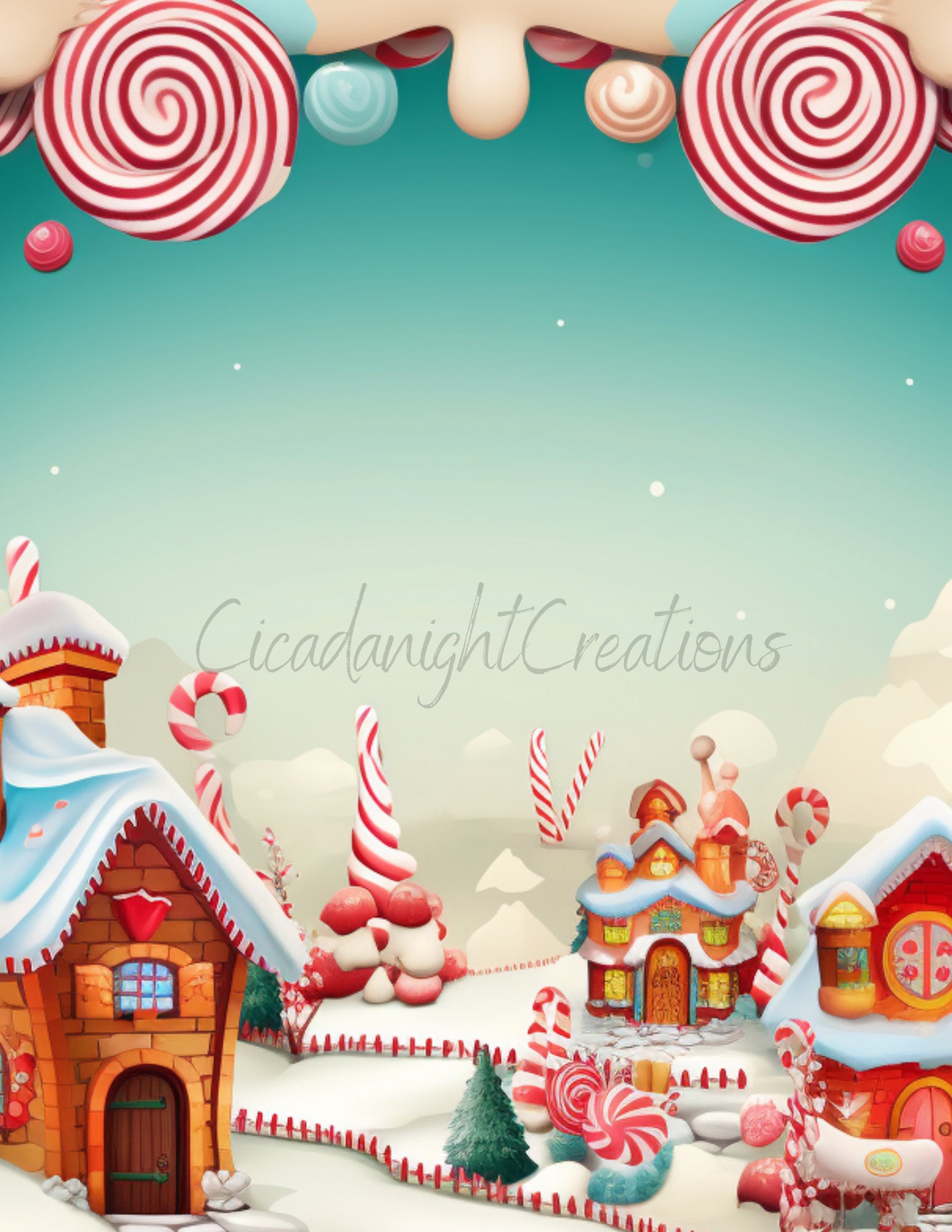 Whimsical Christmas Candyland Printable With Border Lot of 5 - Etsy