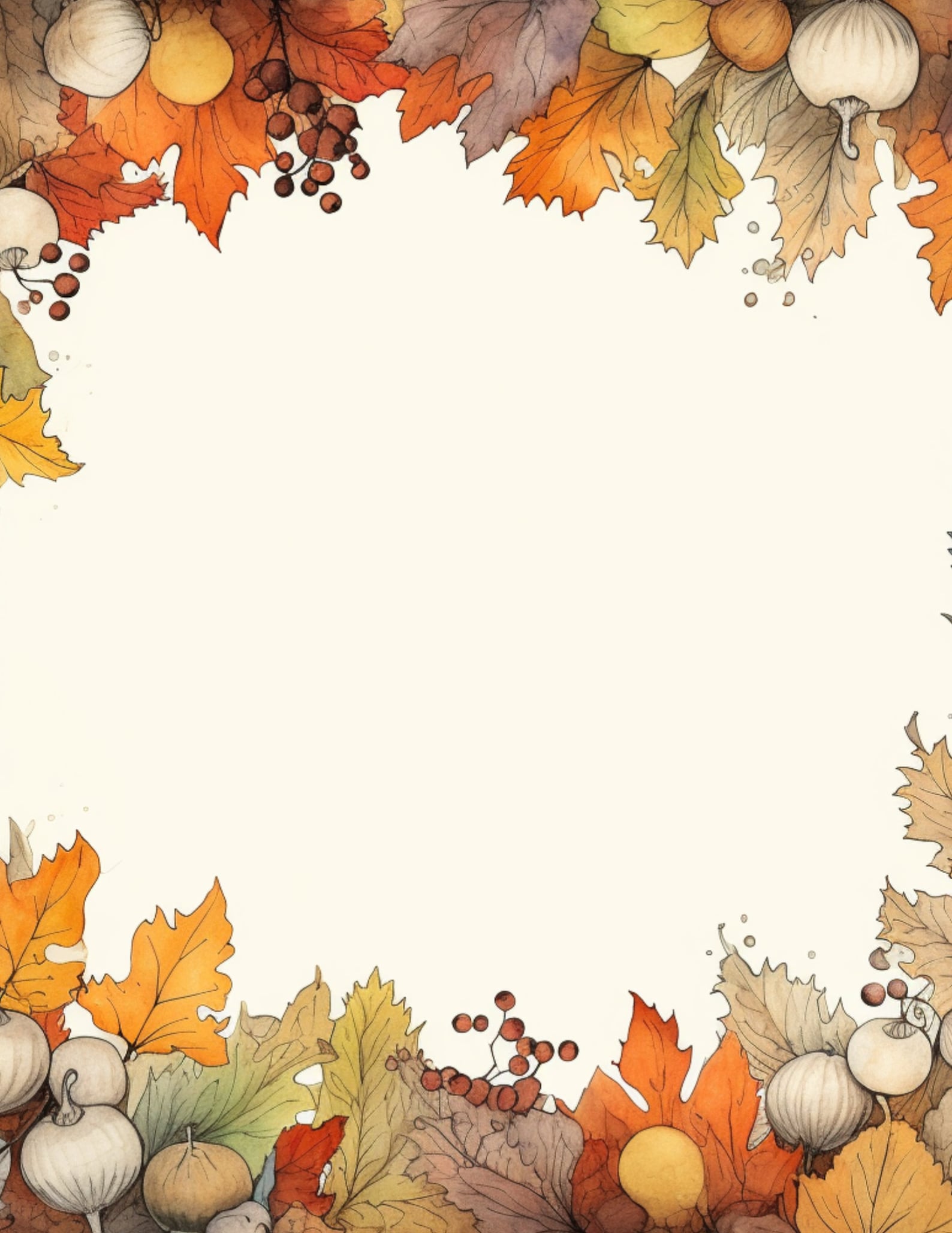 Whimsical Autumn Printable Paper With Autumn Border Lot of 5 - Etsy