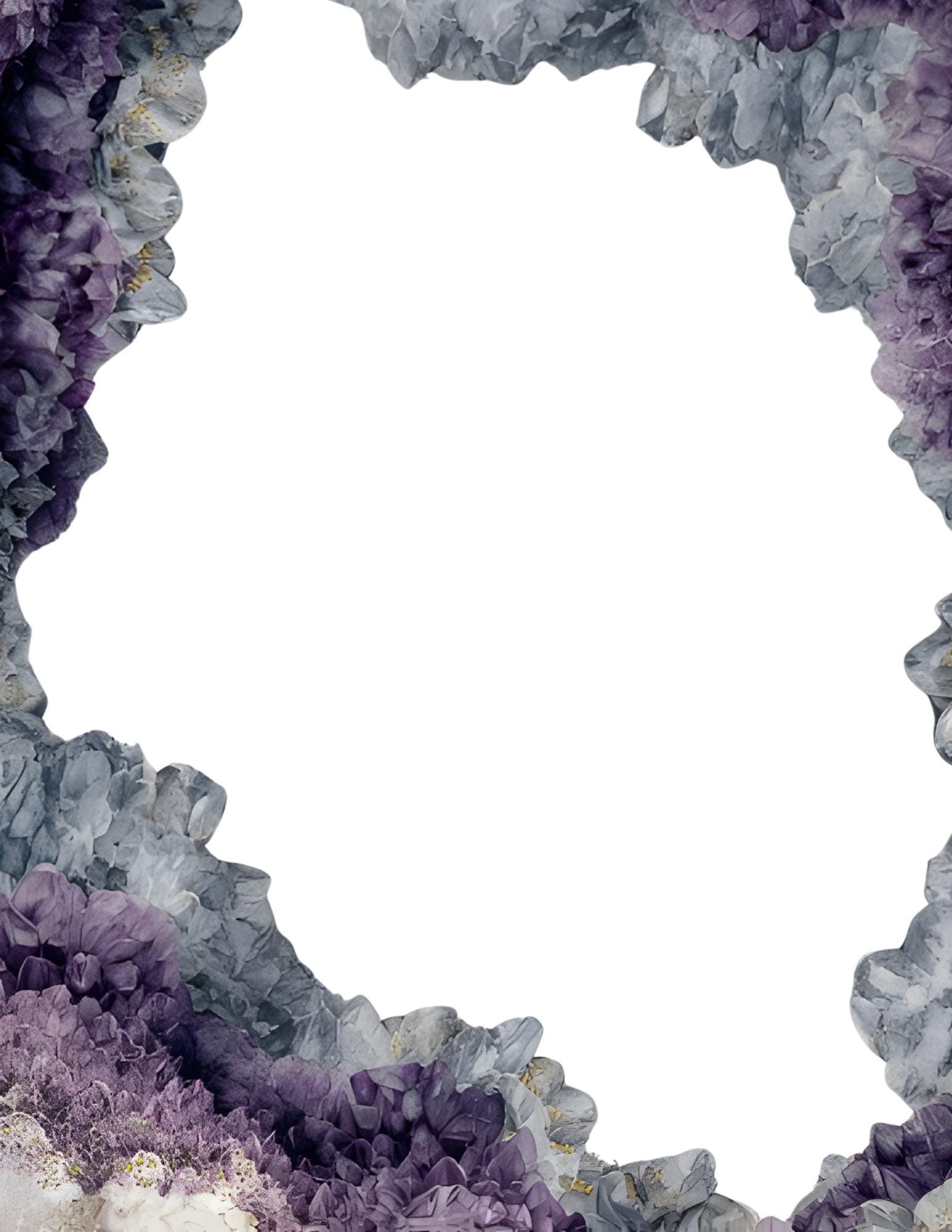 Amethyst Geode Border Printable Writing Paper Design - Lot of 5 - Etsy