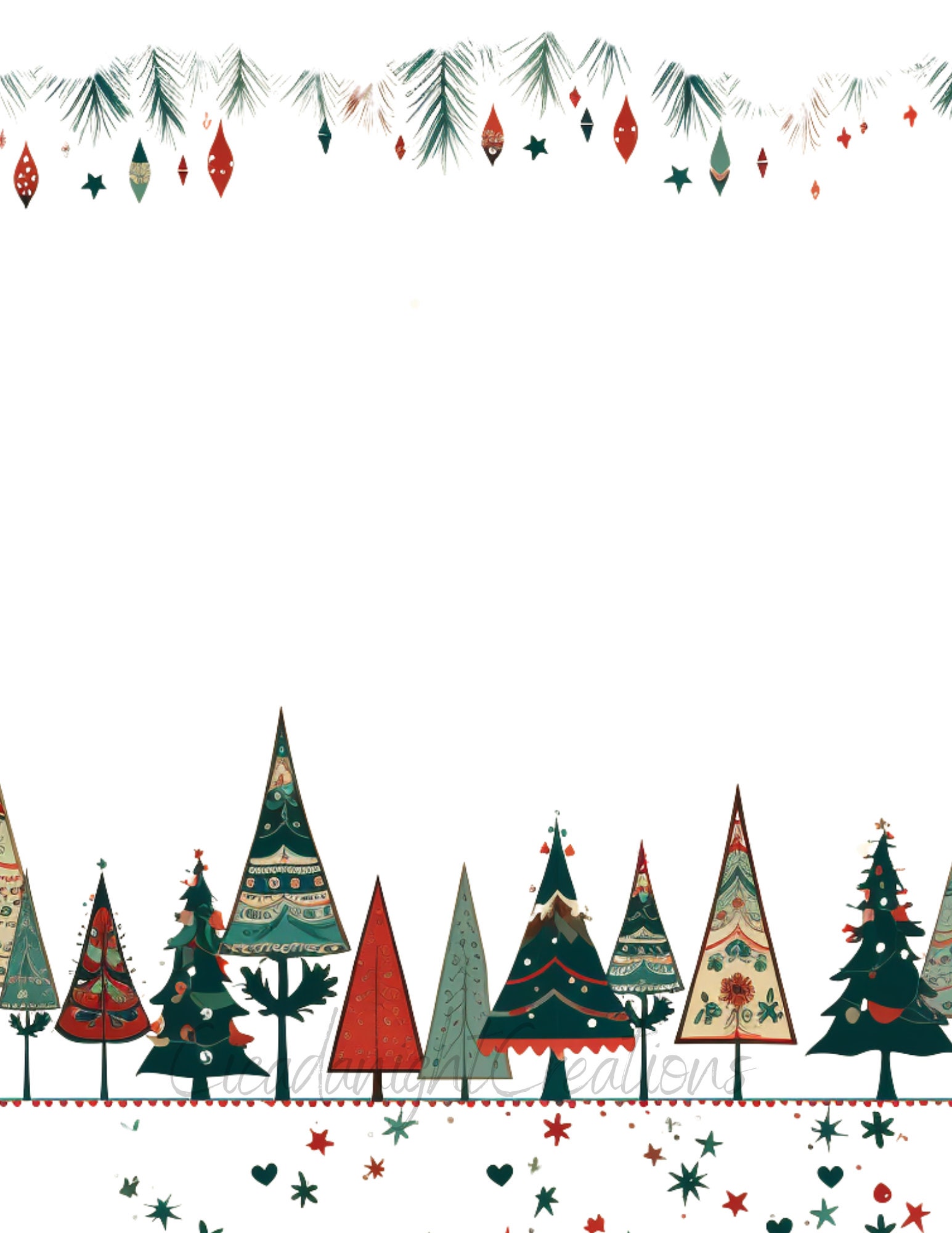 Whimsical Christmas Printable With Border Lot of 5 - Etsy