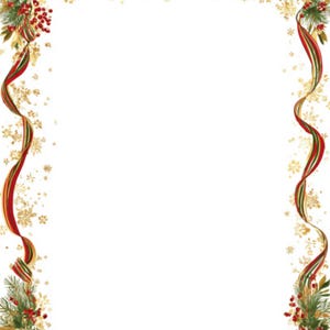 Christmas Ribbon Border Printable Writing Paper Design - Lot of 5 - Etsy