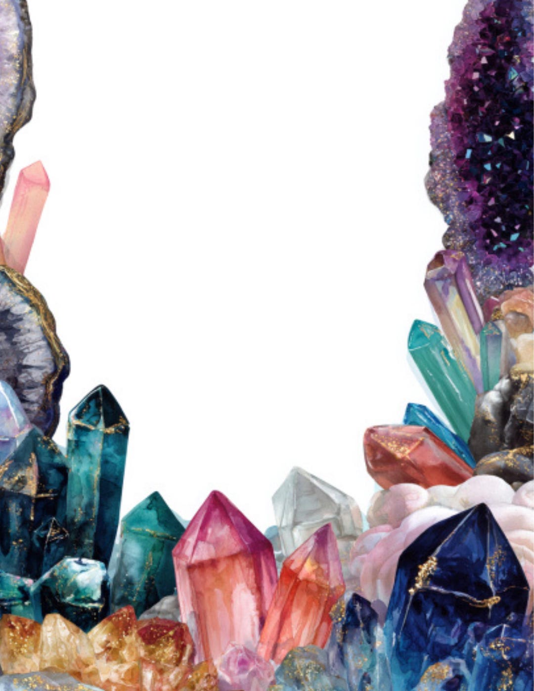 Geode and Crystal Border Printable Writing Paper Design - Lot of 5 - Etsy