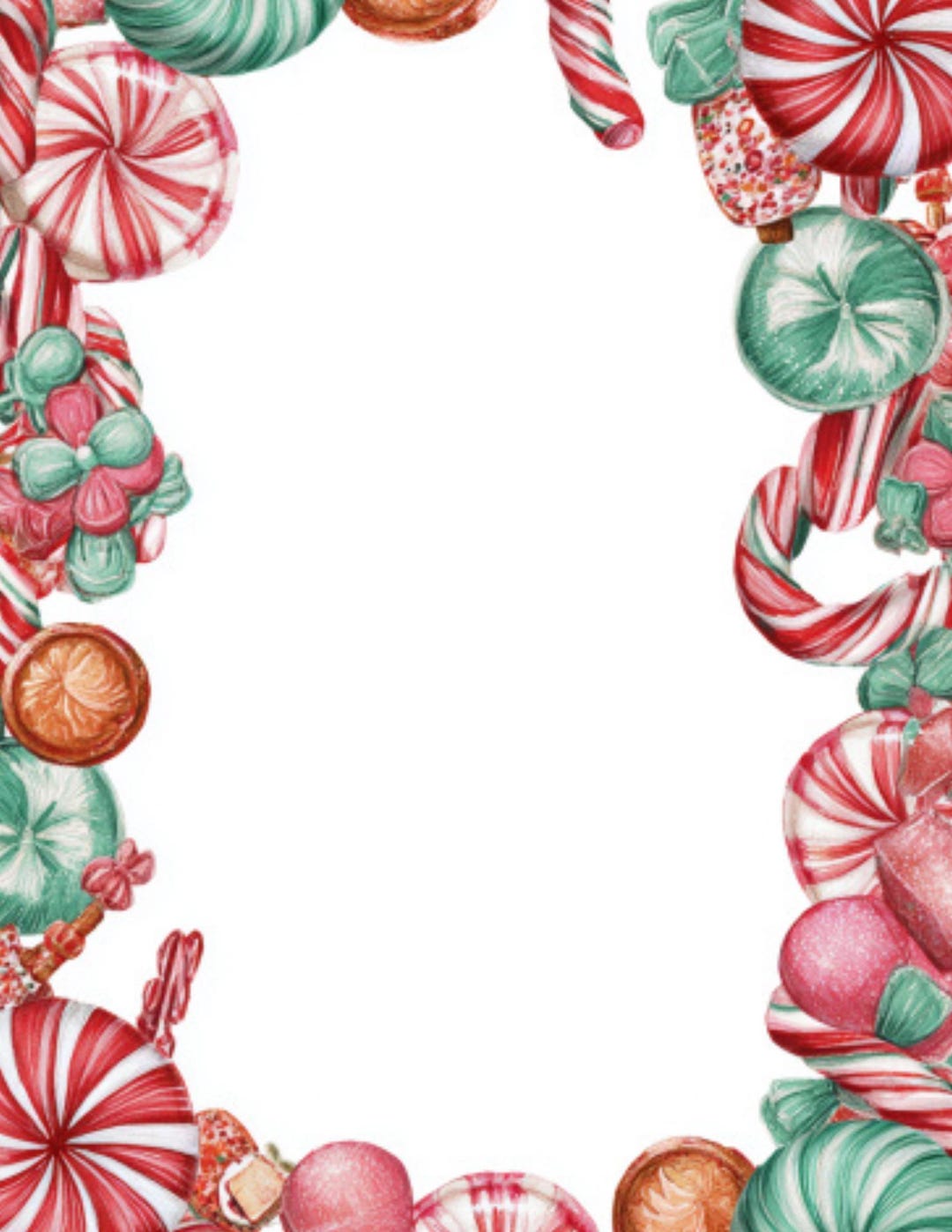 Colorful Christmas Candy Border Printable Writing Paper Design - Lot of ...