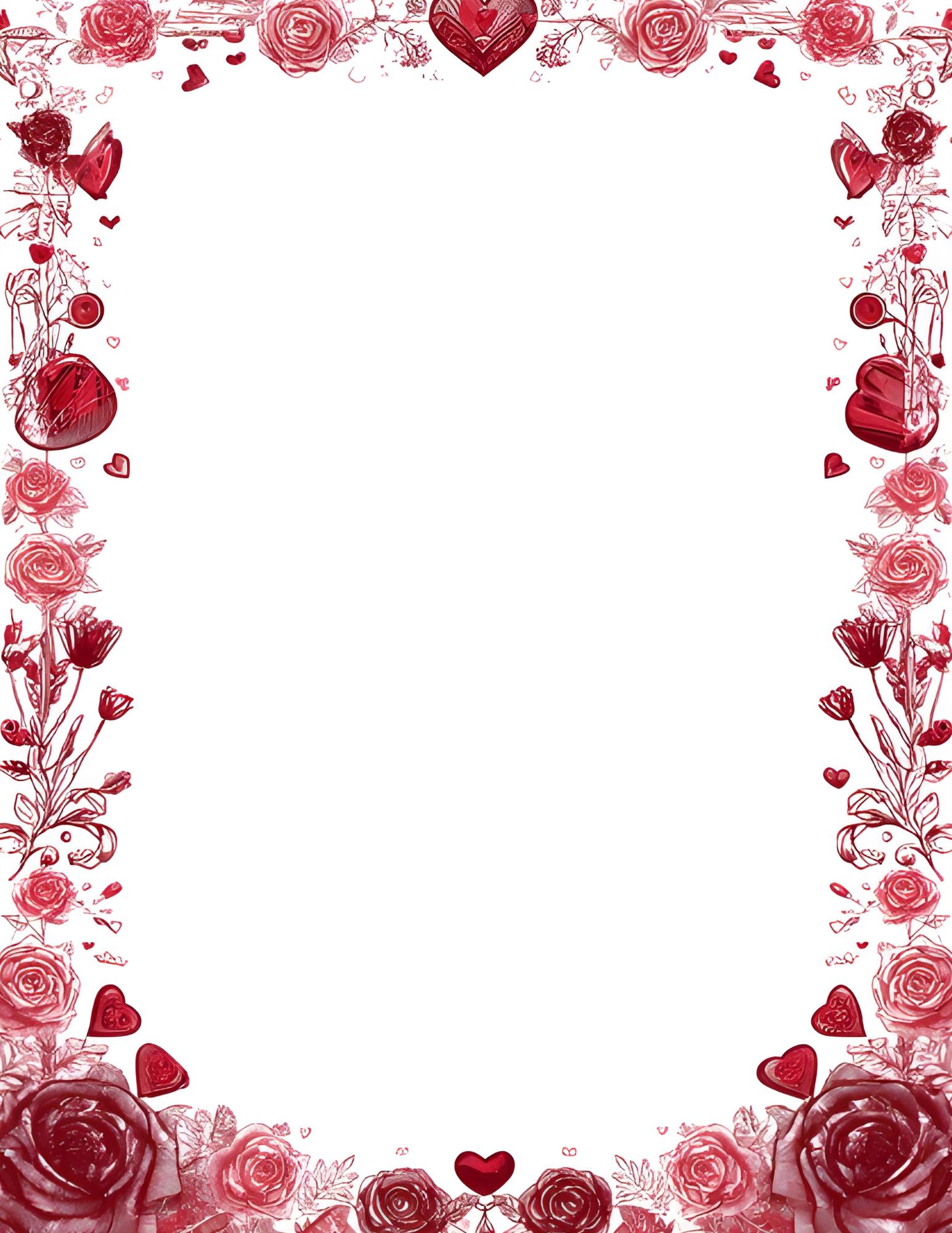 Romantic Heart Variety Border Print Border Printable Writing Paper ...
