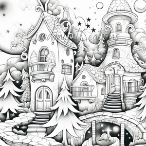 Whimsical Christmas Printable Coloring Pages Lot of 5 - Etsy