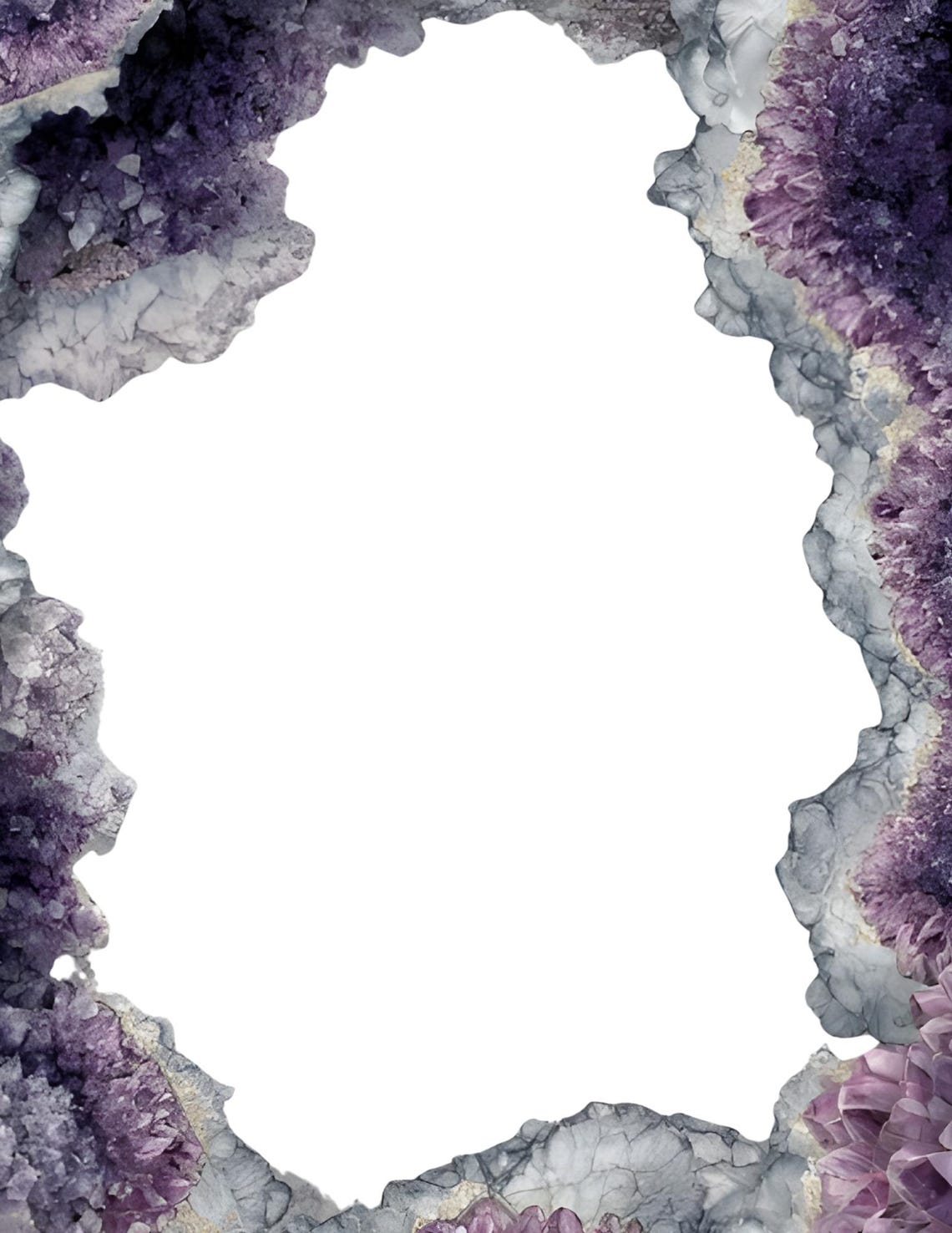 Amethyst Geode Border Printable Writing Paper Design - Lot of 5 - Etsy
