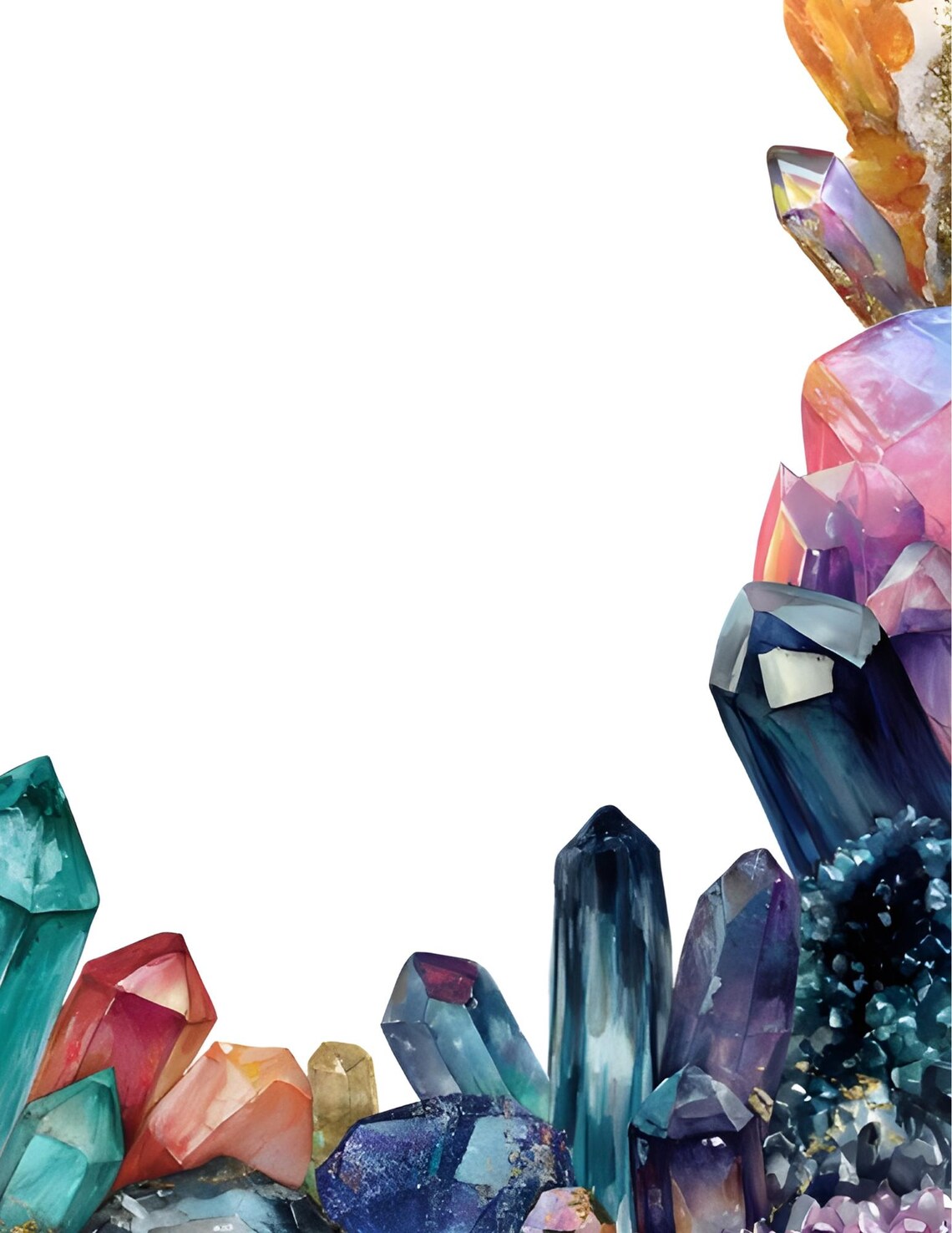 Geode and Crystal Border Printable Writing Paper Design - Lot of 5 - Etsy