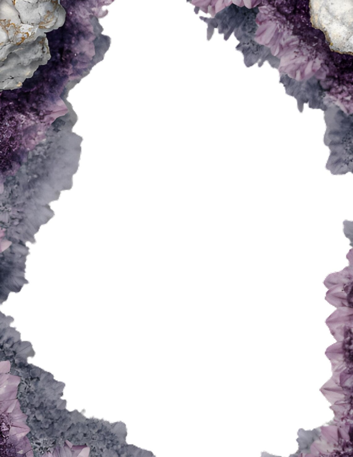 Amethyst Geode Border Printable Writing Paper Design - Lot of 5 - Etsy