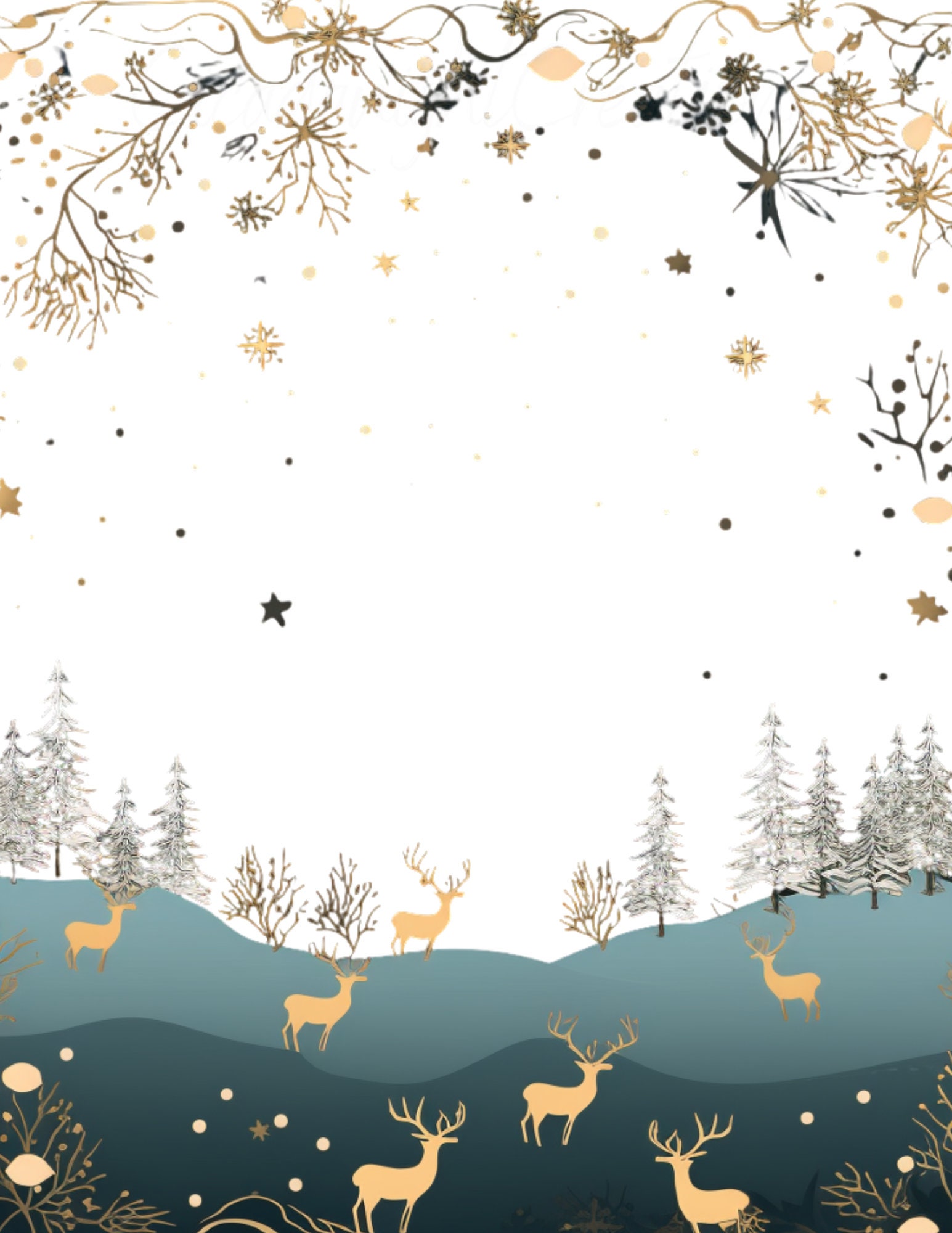 Whimsical Gold Christmas Printable Paper Border Design - Lot of 5 - Etsy