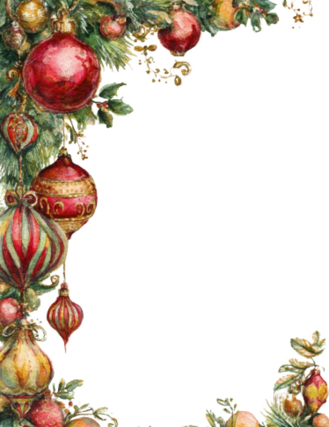 Traditional Christmas Border Printable - Lot of 5 - Etsy