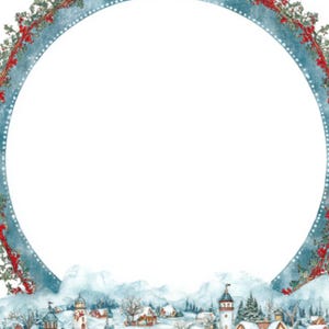 Rounded Winter Christmas Border Printable Writing Paper Design - Lot of ...